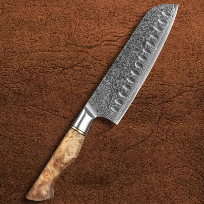 B30 7 Inch Santoku Knife, 67 Layers Damascus Steel Having Figured Syca ...